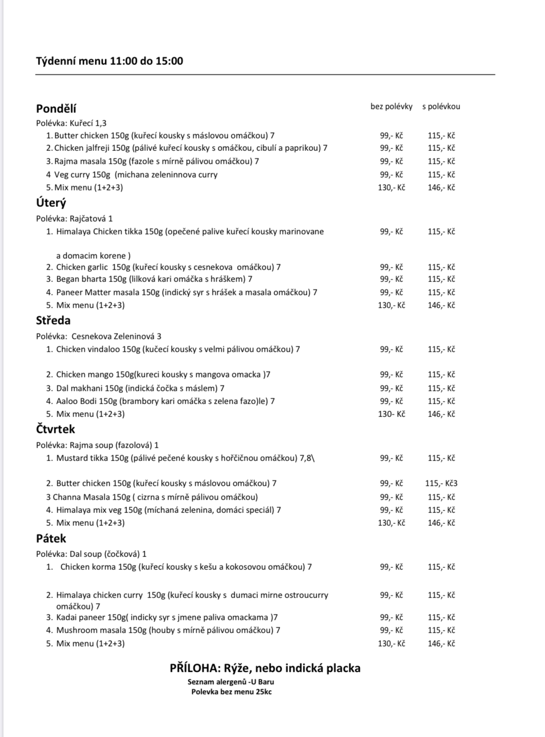 Denní menu | Himalaya Restaurace